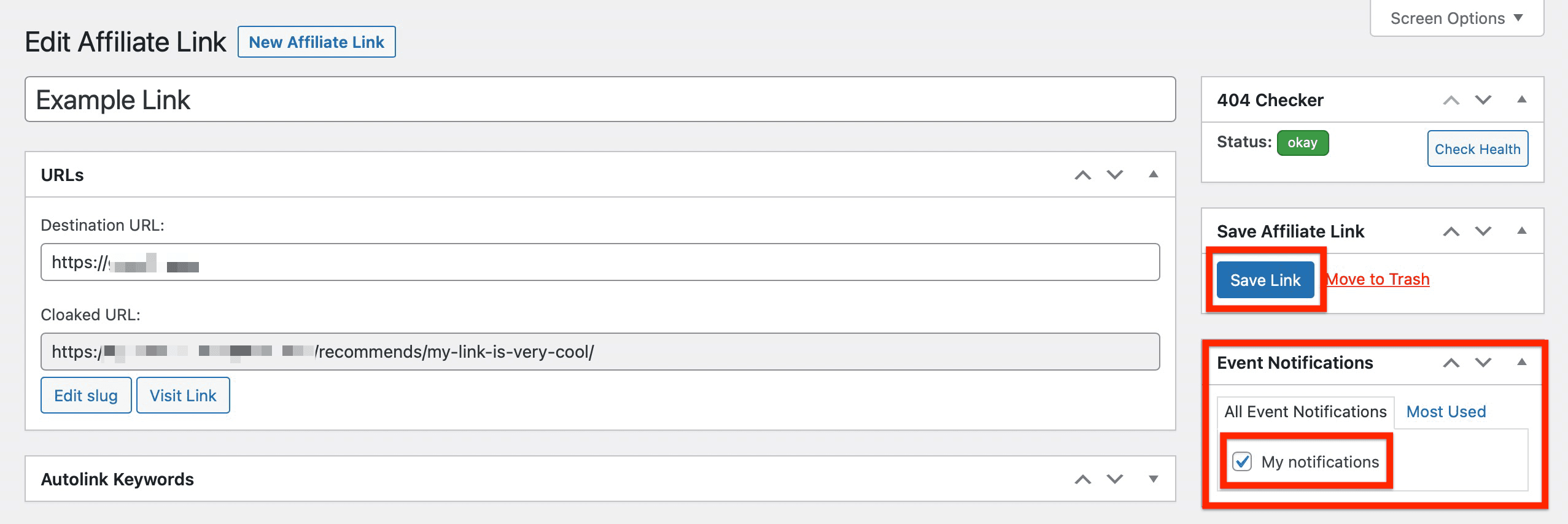 How To Set Event Notifications ThirstyAffiliates